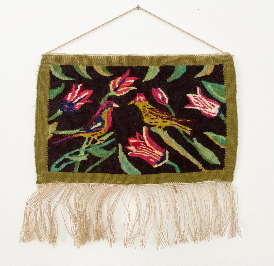 A Swedish Flemish Tapestry With Bords and Flowers. Scandinavian Mid ...