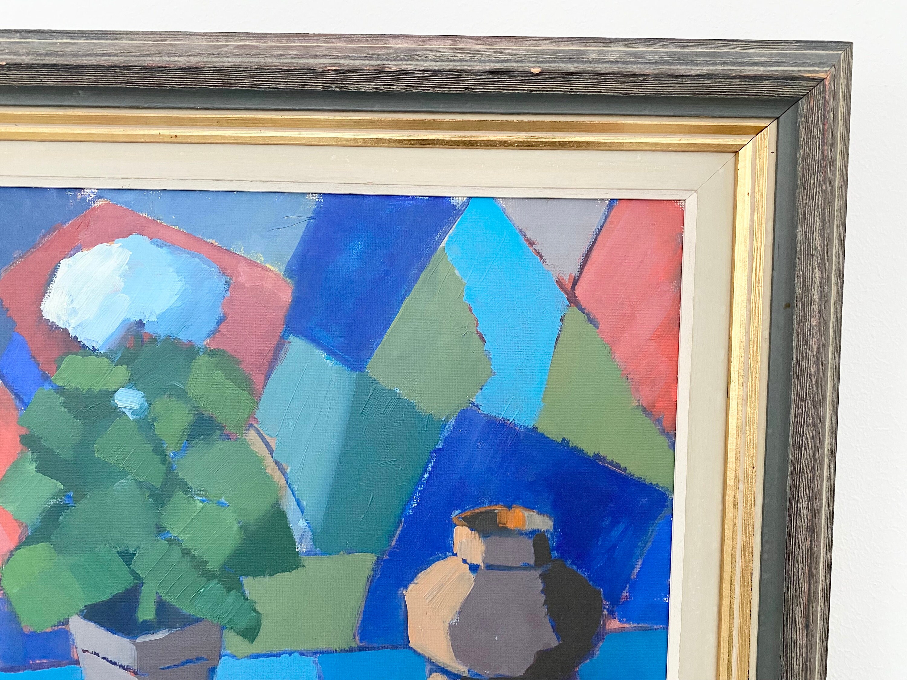 Vintage Swedish Original Still Life Oil Painting in Cubist Style ...