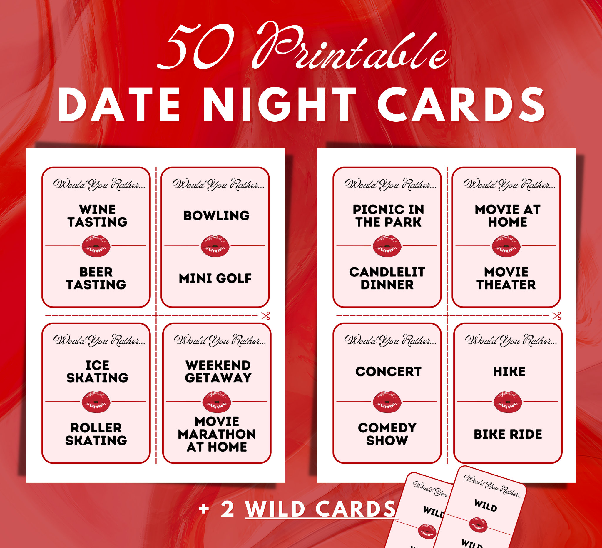 50 Would You Rather Date Night Card Game Fun Game for Couples on Date ...