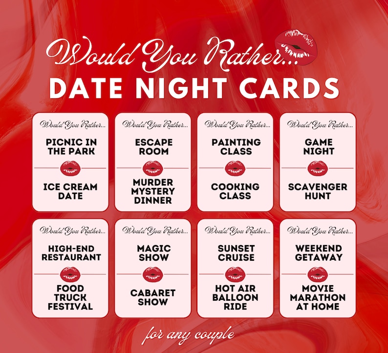 50 Would You Rather Date Night Card Game | Fun Game for Couples on Date ...