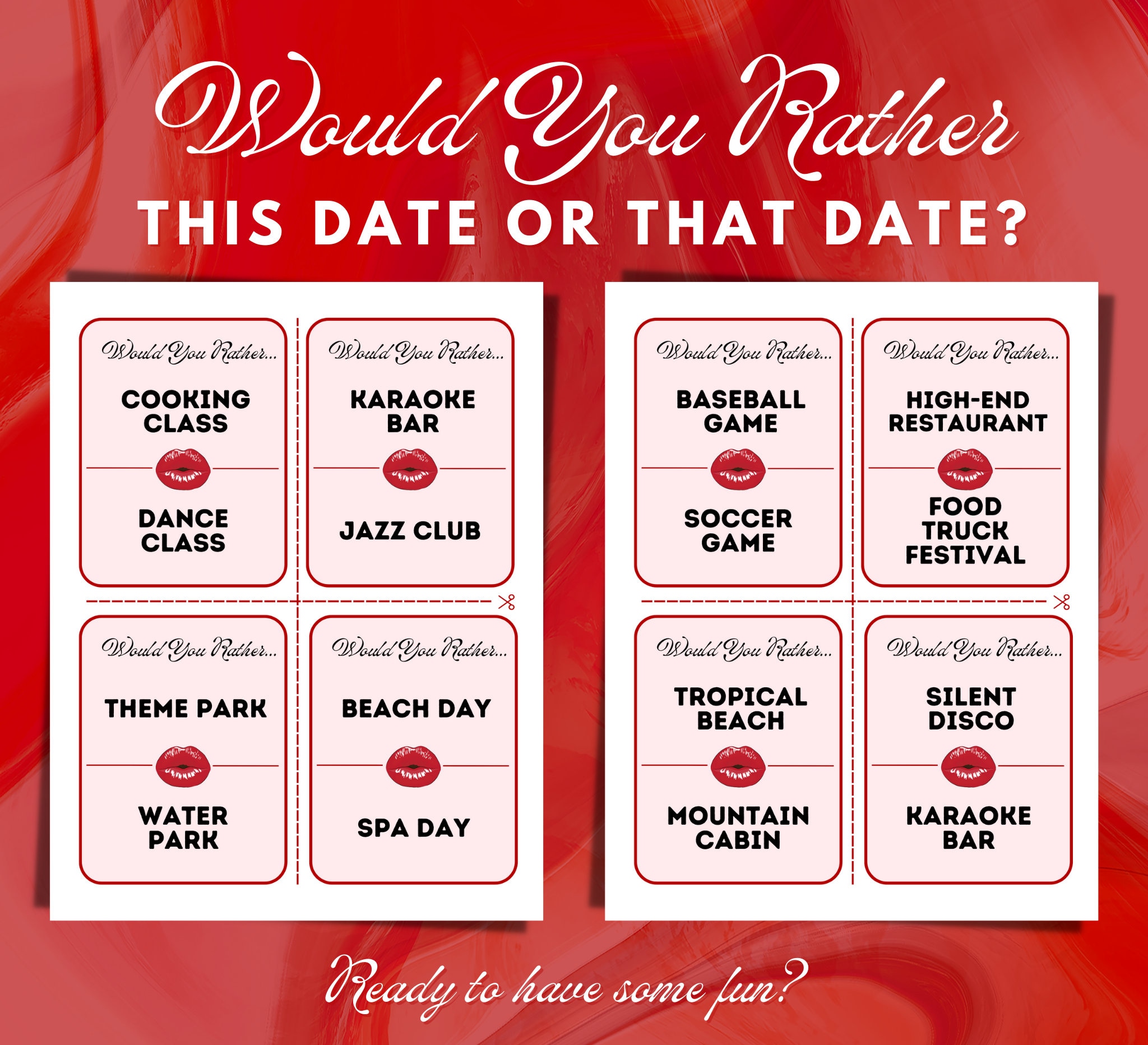 50 Would You Rather Date Night Card Game Fun Game for Couples on Date ...