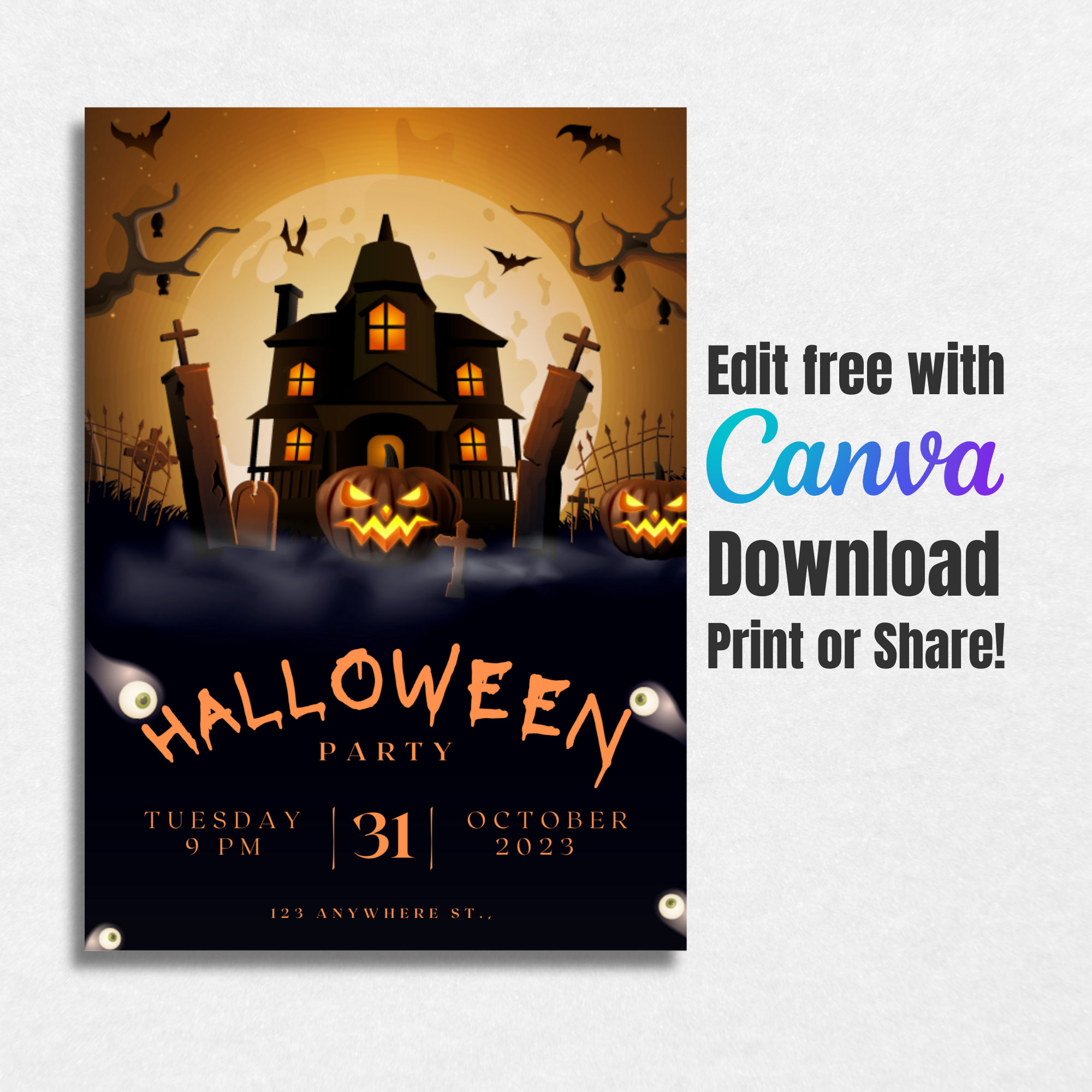 Editable Halloween Party Invitation Template Costume Party - Etsy