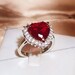 Heart Shaped Designer Wedding Ring, Engagement Ring, 1.8 Ct Red Ruby ...