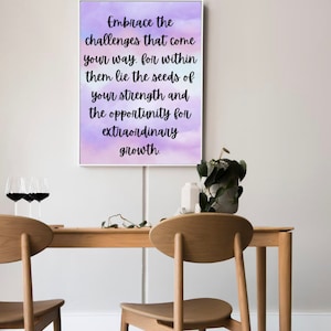 Inspirational Quote Poster: Embrace Challenges, Find Strength, and ...