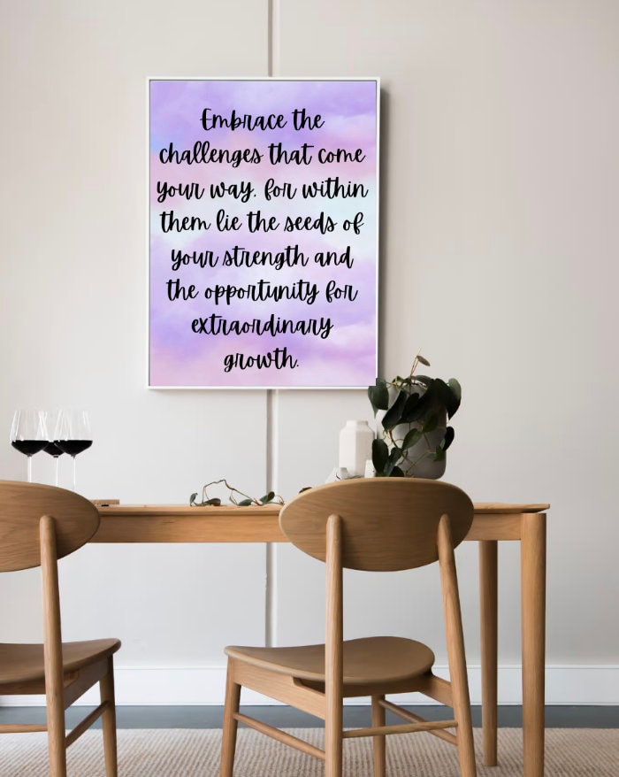 Inspirational Quote Poster: Embrace Challenges, Find Strength, and ...