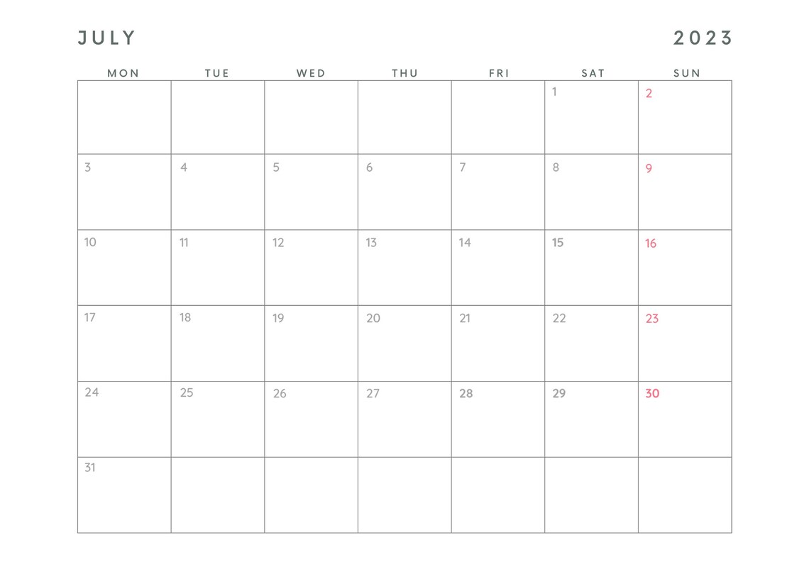 2023 Printable Calendar, Minimalist Monthly Calendar 2023, Printable ...