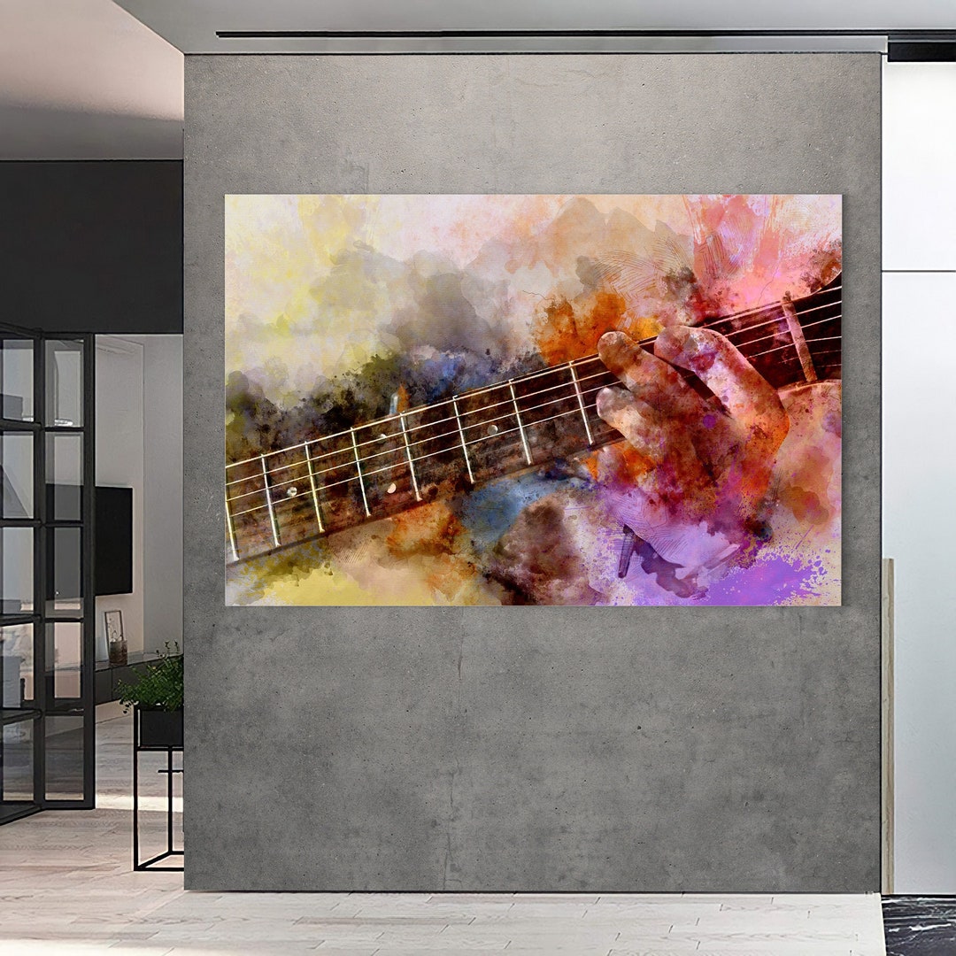 Guitar Watercolor Artwork Guitar Art Print, Music Wall Art, Acoustic ...