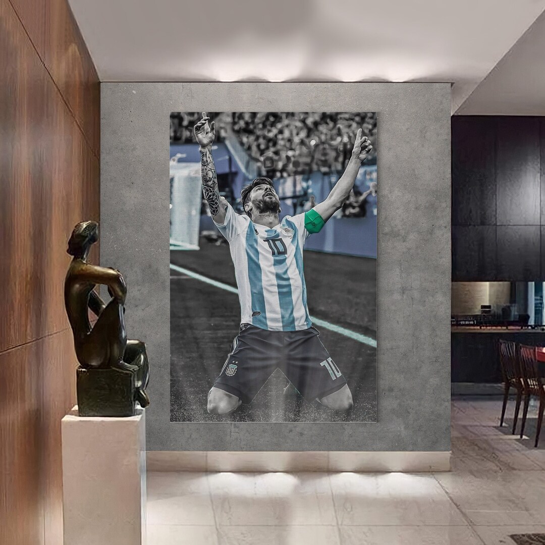 Lionel Messi Iconic Celebration Poster, Arjantine Canvas Wall Art, Home ...