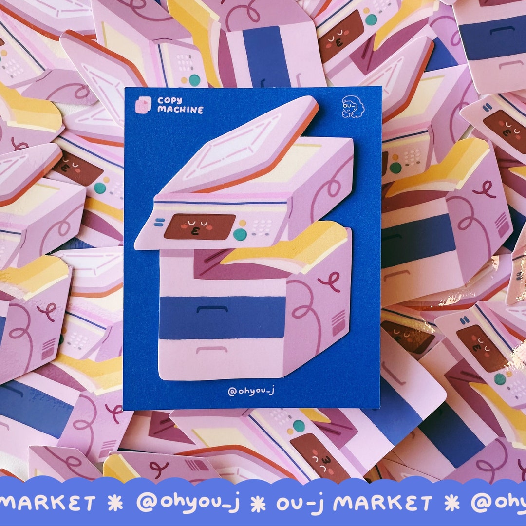 Copy Machine Vinyl Sticker Hand Drawn Die Cut Laptop Sticker Cute ...