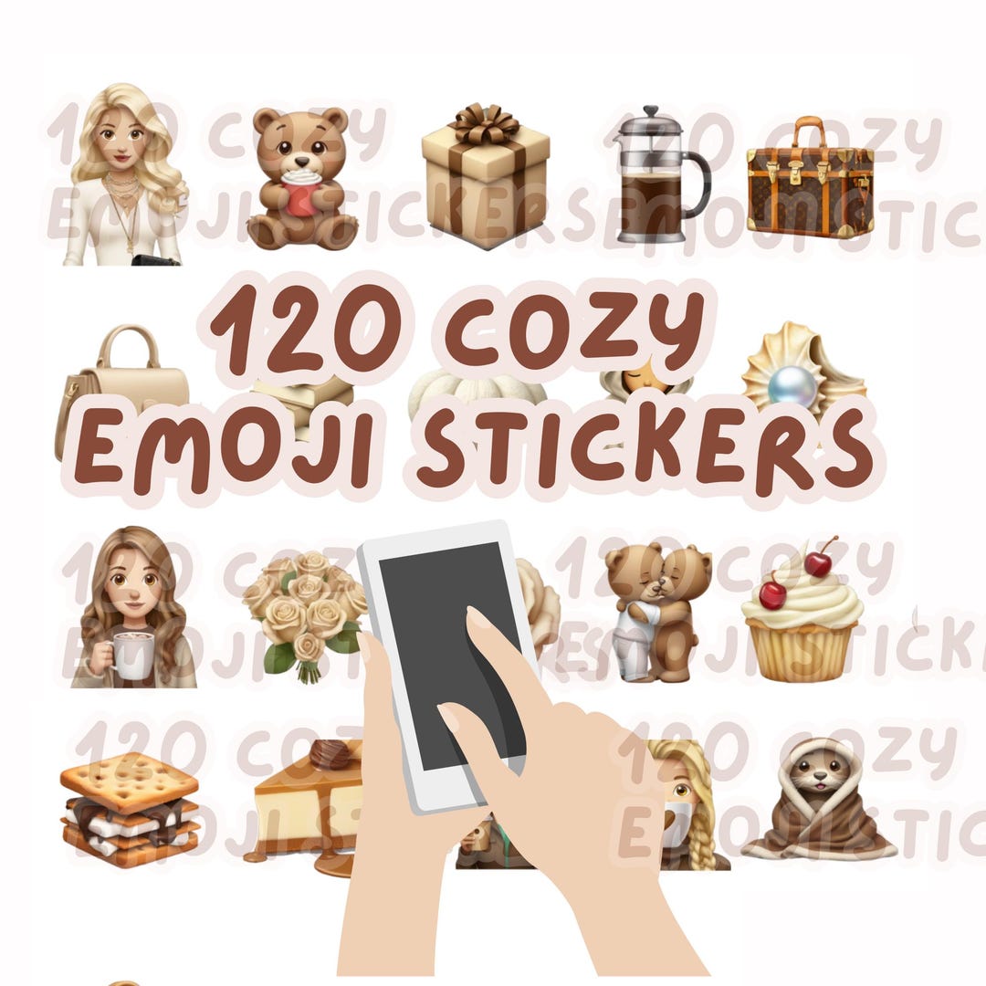 Ios18 Brown Emoji Sticker Cozy, 120 Emoji Pack iPhone Emoji Bundle ...