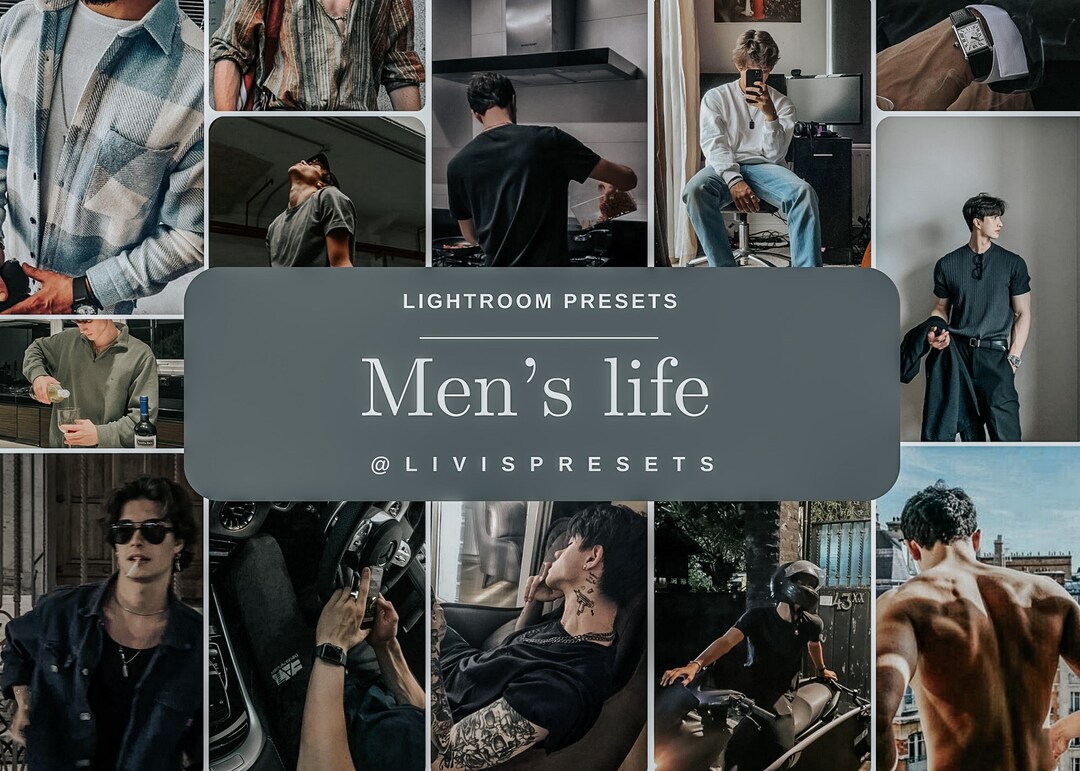 Lightroom Presets Men's Life Presets Bright and Airy, Moody Male ...