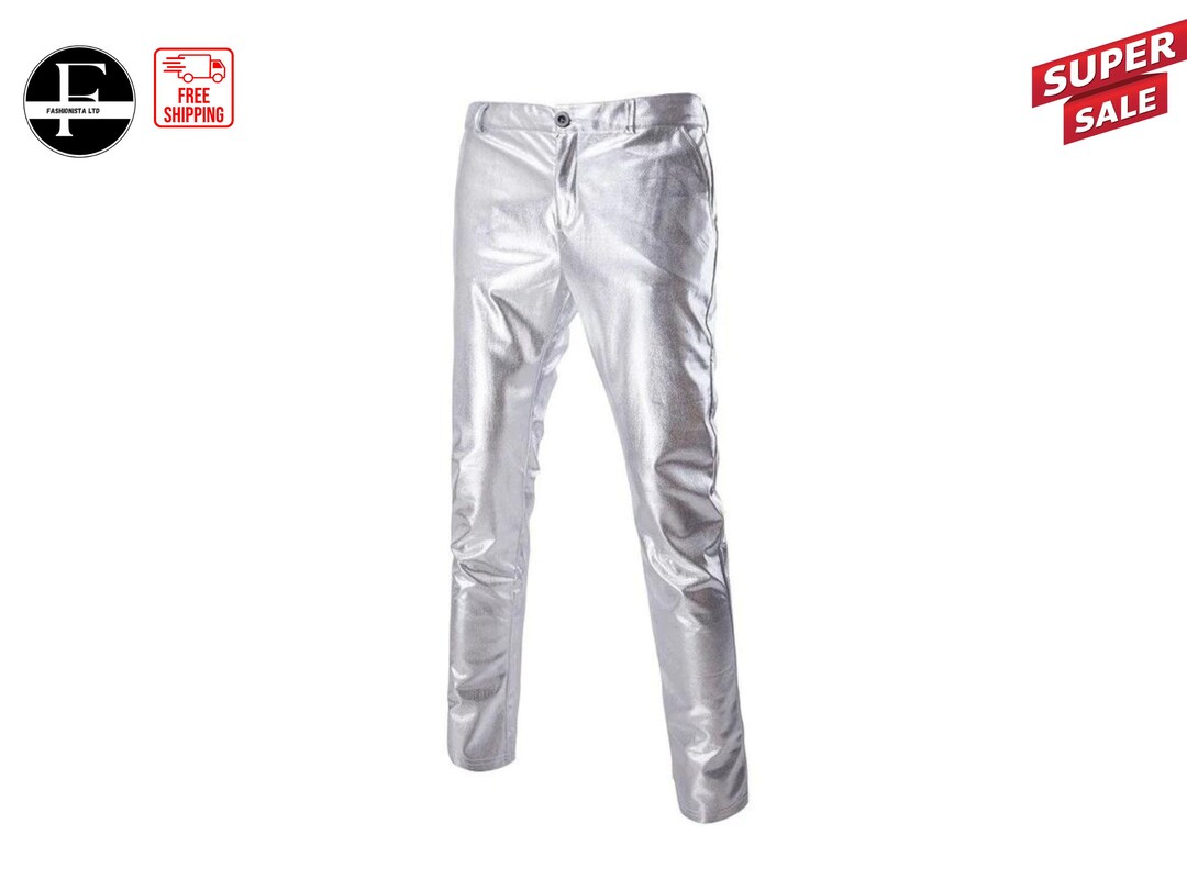 Men's Silver Real Leather Pants 501 Style Jeans Rider Biker Trouser - Etsy