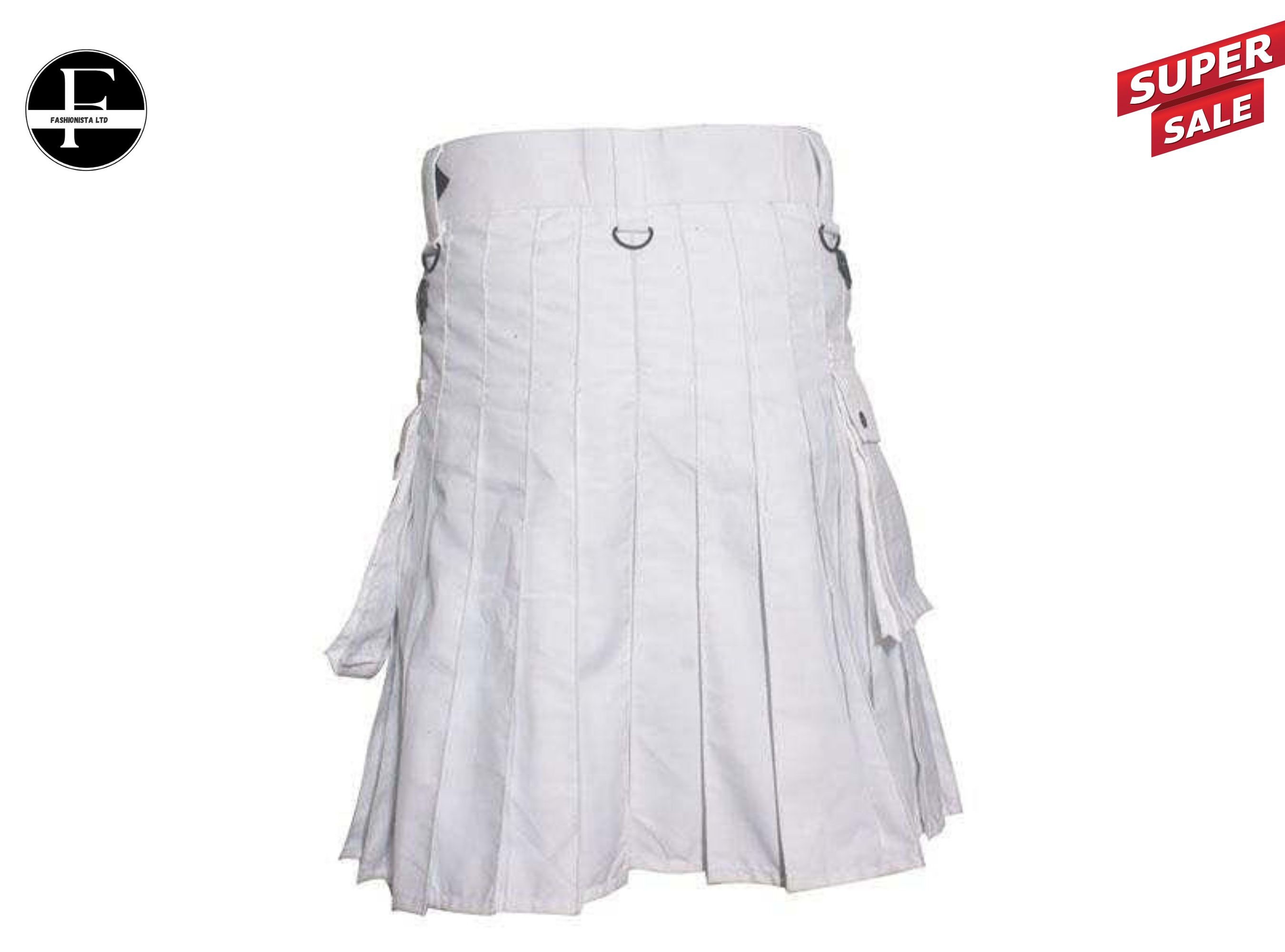 Scottish Men's White Cotton Utility Kilt | Great Fashion Kilt for Men ...