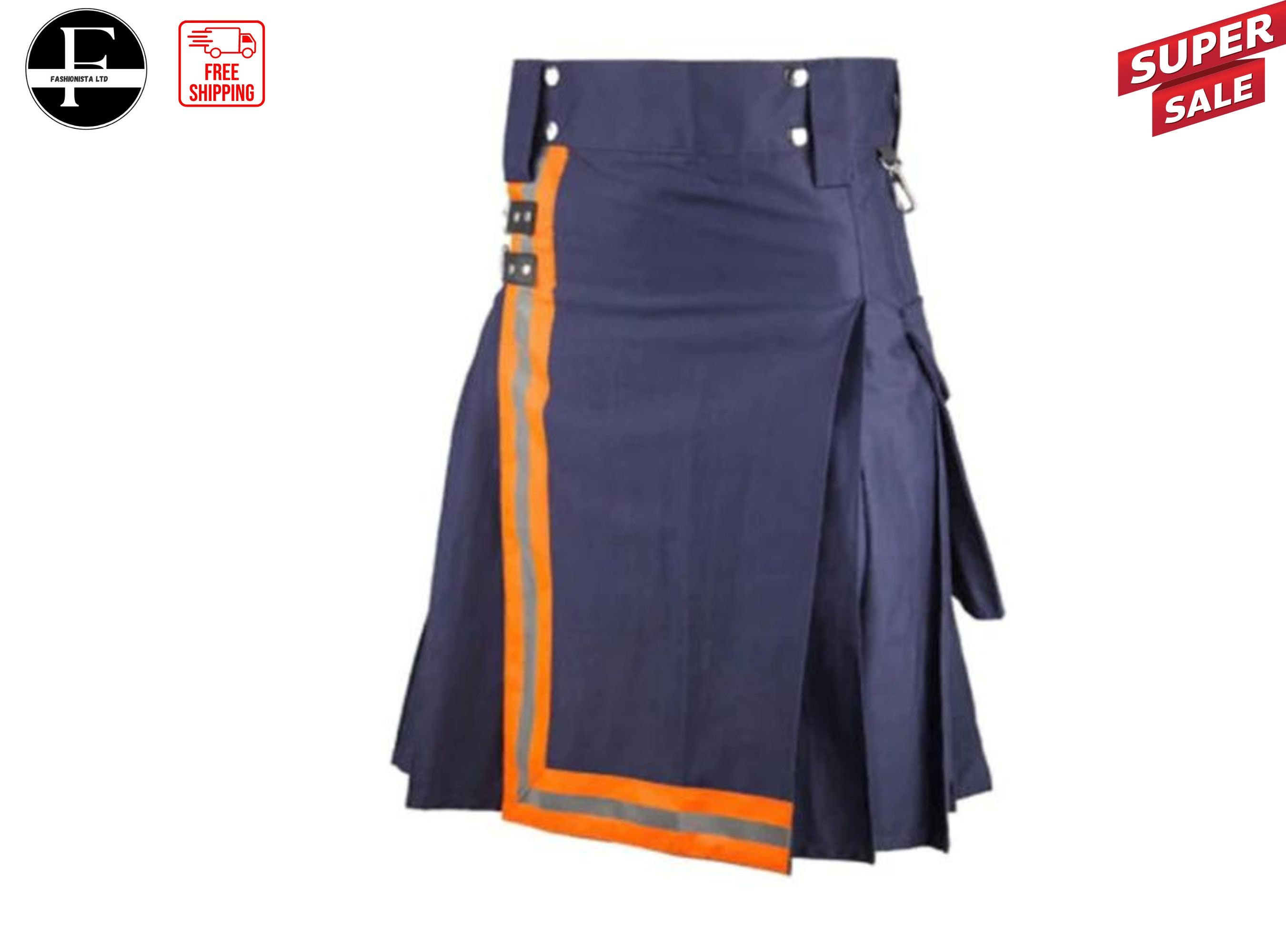 Scottish Men's Firefighter Navy Blue Utility Kilt | Traditional ...