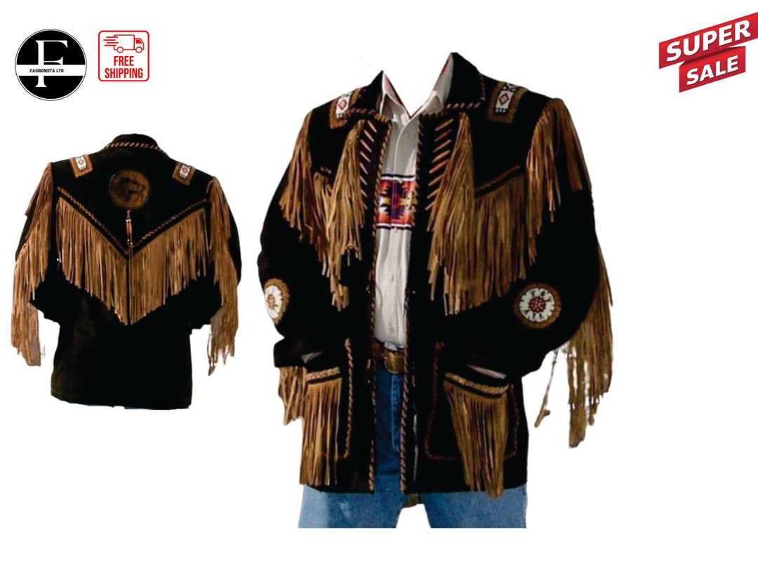 Men's Western Fringed Jacket -hand Beading and Lacing | Custom Made ...