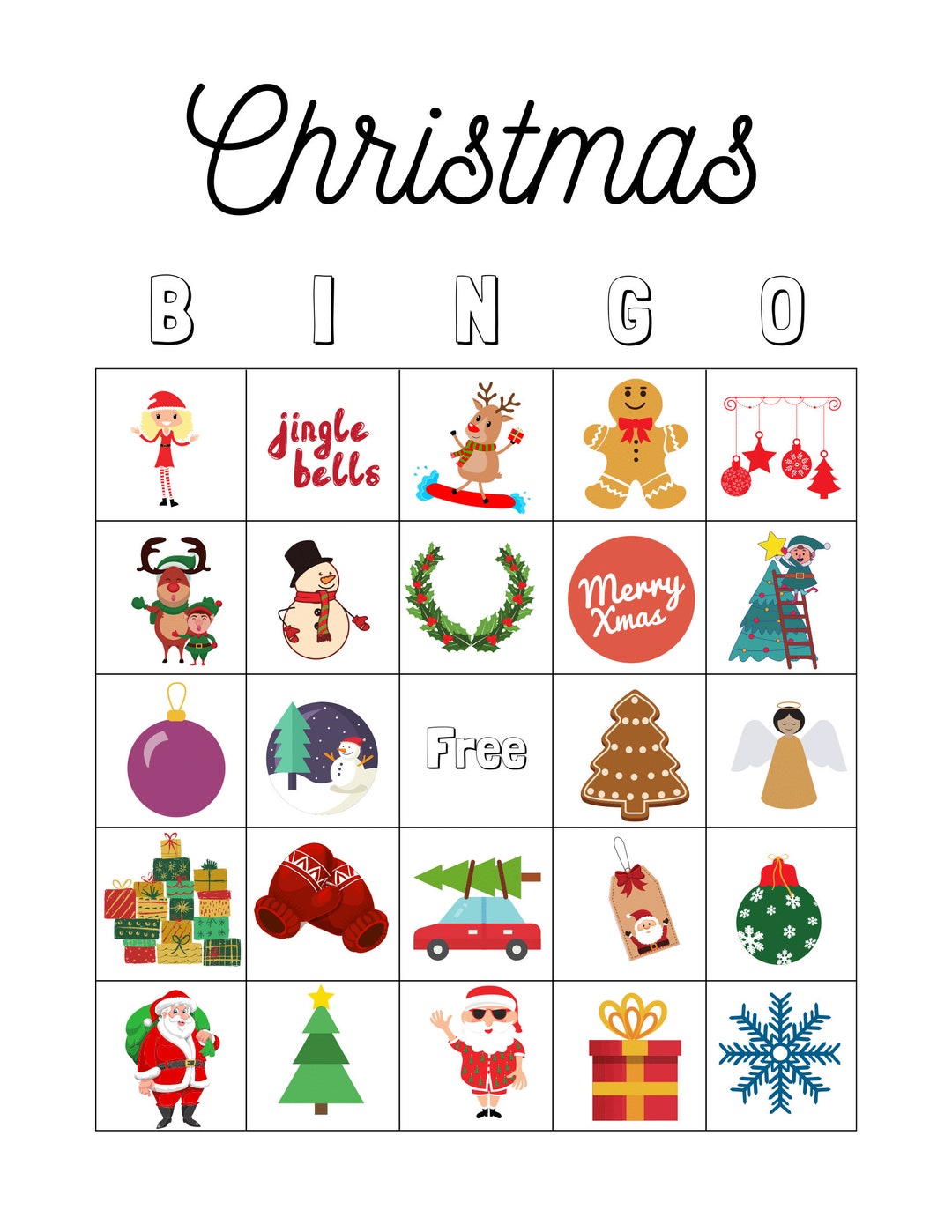 Bingo de Noël, Bingo de Noël à imprimer, Cartes de bingo de Noël, Jeu ...