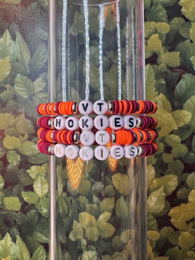 VT Pride Heishi Beaded Bracelets Virginia Tech Bracelet Clay Bead ...