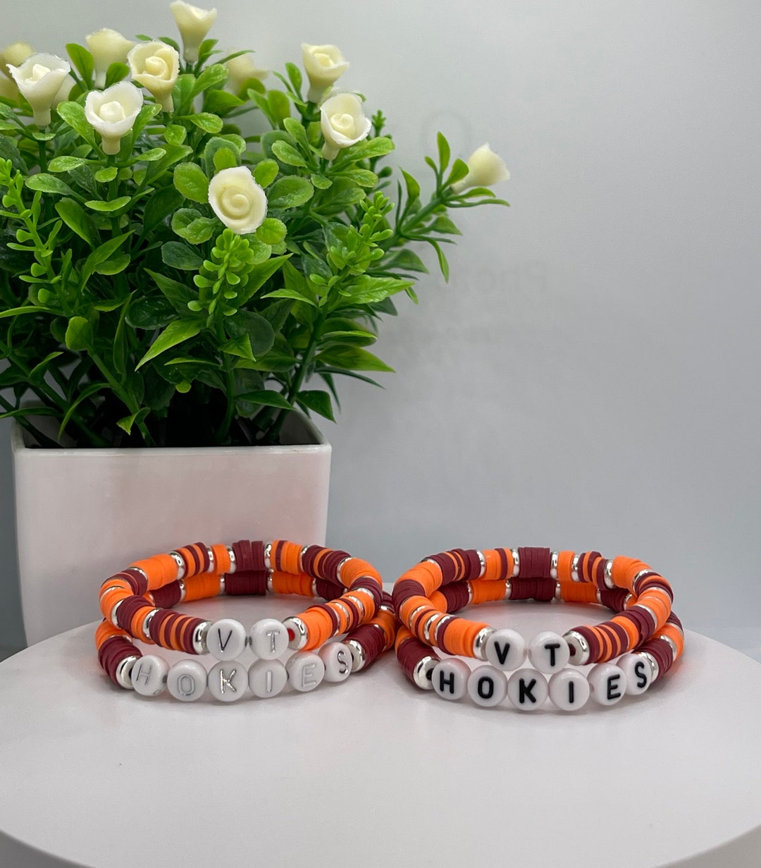 VT Pride Heishi Beaded Bracelets Virginia Tech Bracelet Clay Bead ...