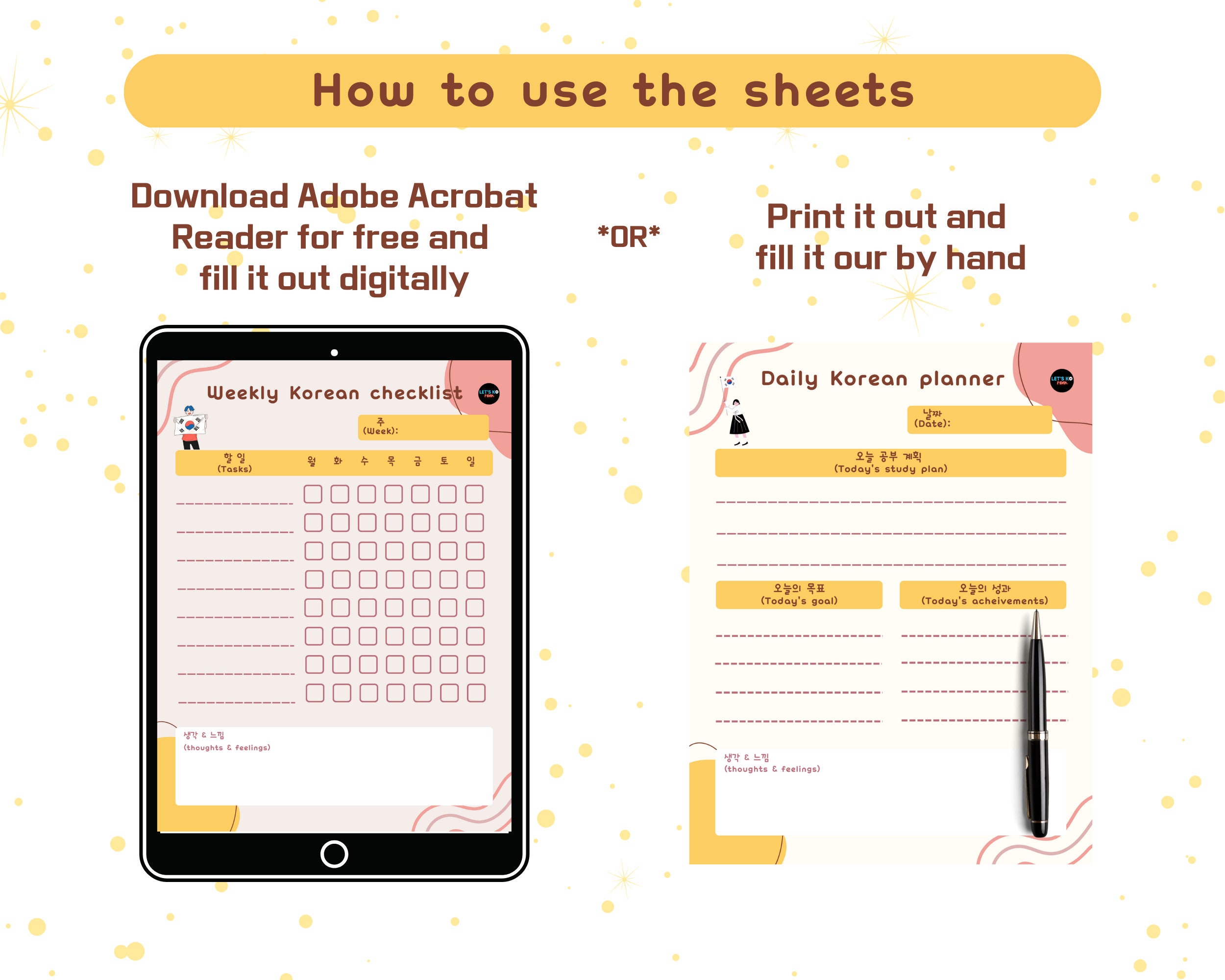 Korean Study Planner Korean Language Study Checklist Daily Korean ...