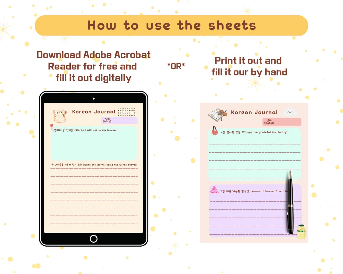 Korean Journal Korean Diary in Korean Template Korean Journal Template ...