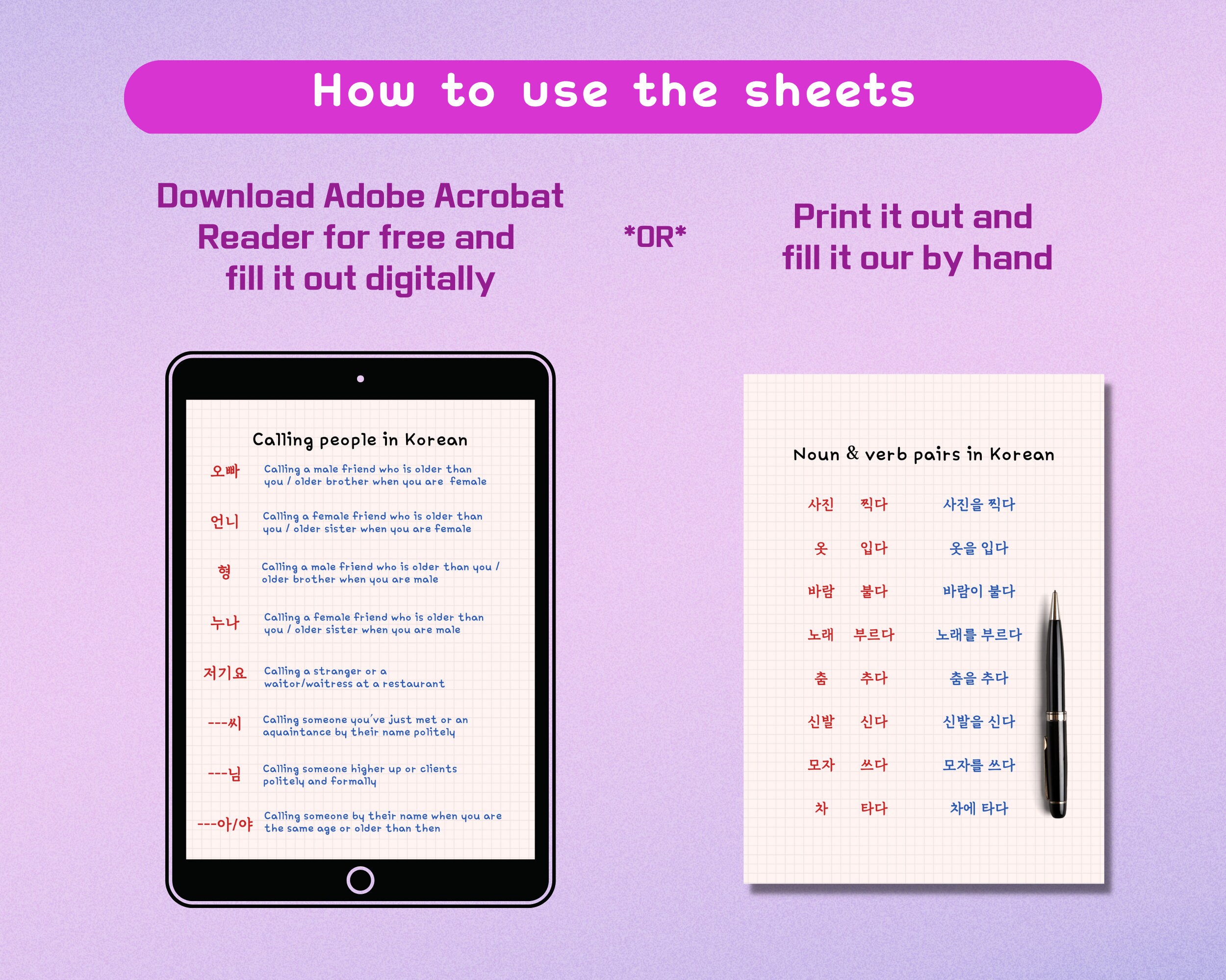 Korean Cheat Sheet Useful Korean Language Korean Time in Korean Honorifics Learn Korean Template ...
