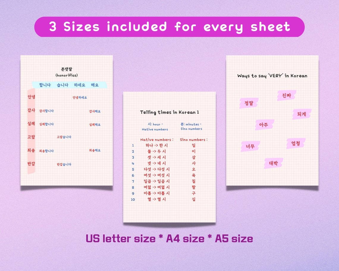 Korean Cheat Sheet Useful Korean Language Korean Time in Korean ...