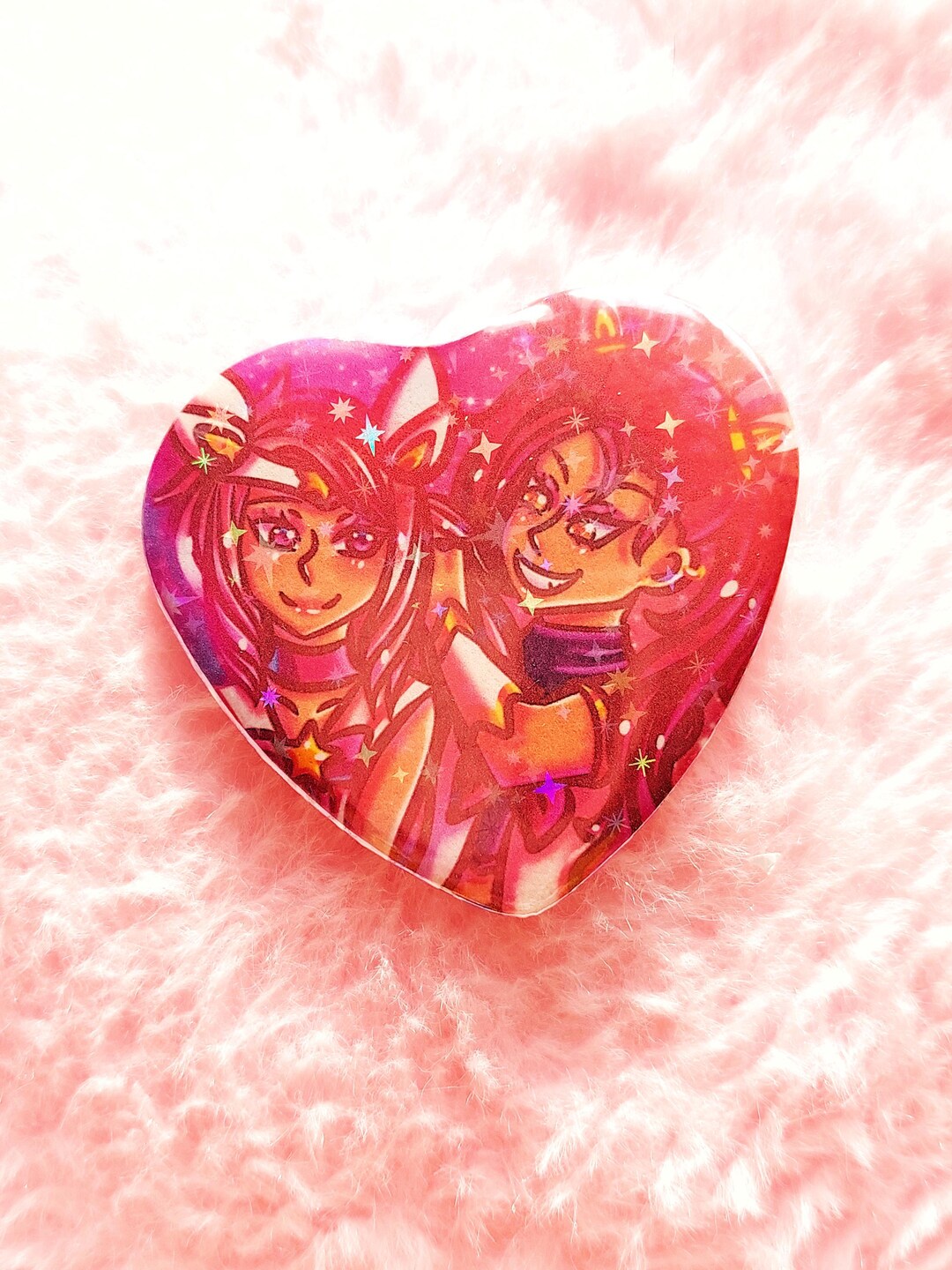 Lol Heart Holographic Button Badge - Etsy