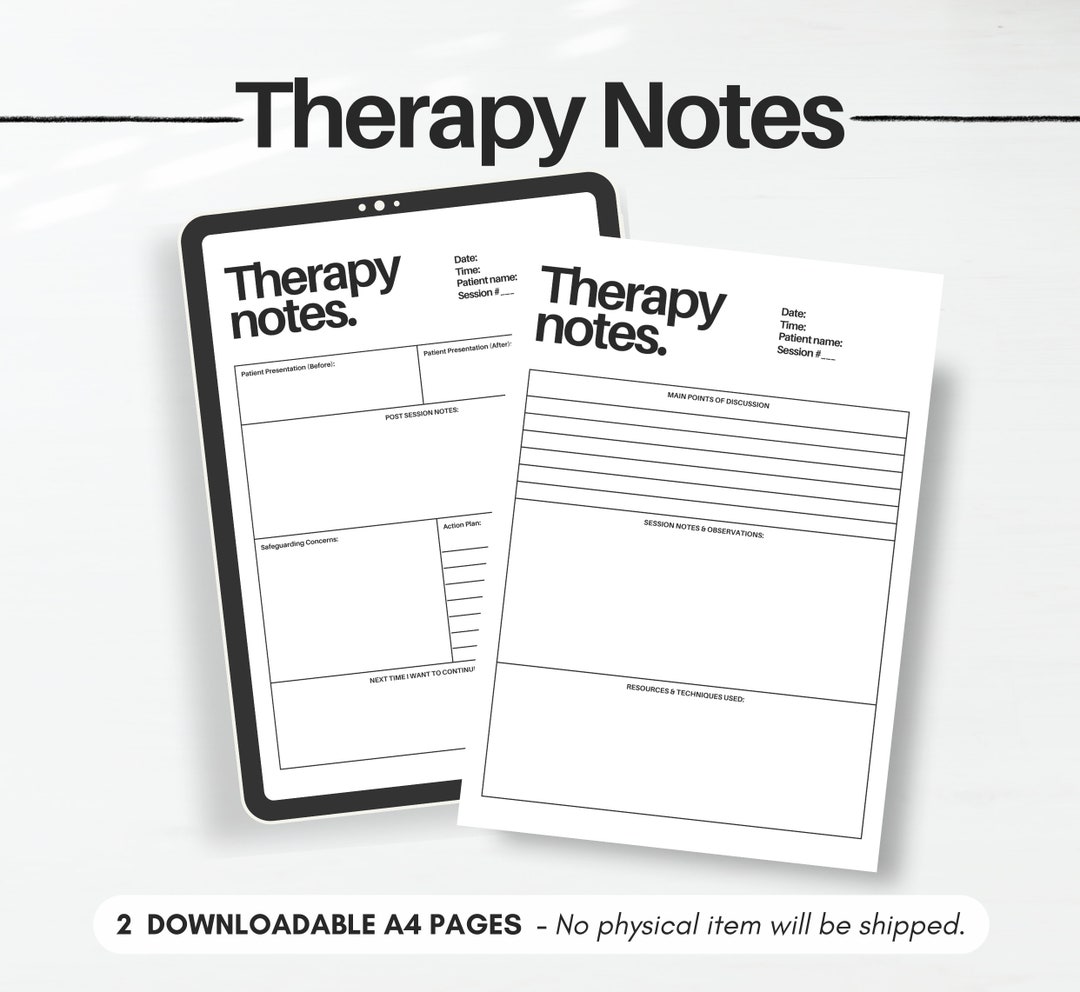 Therapist Note Sheets, Therapist Worksheet, Therapist Note Template ...