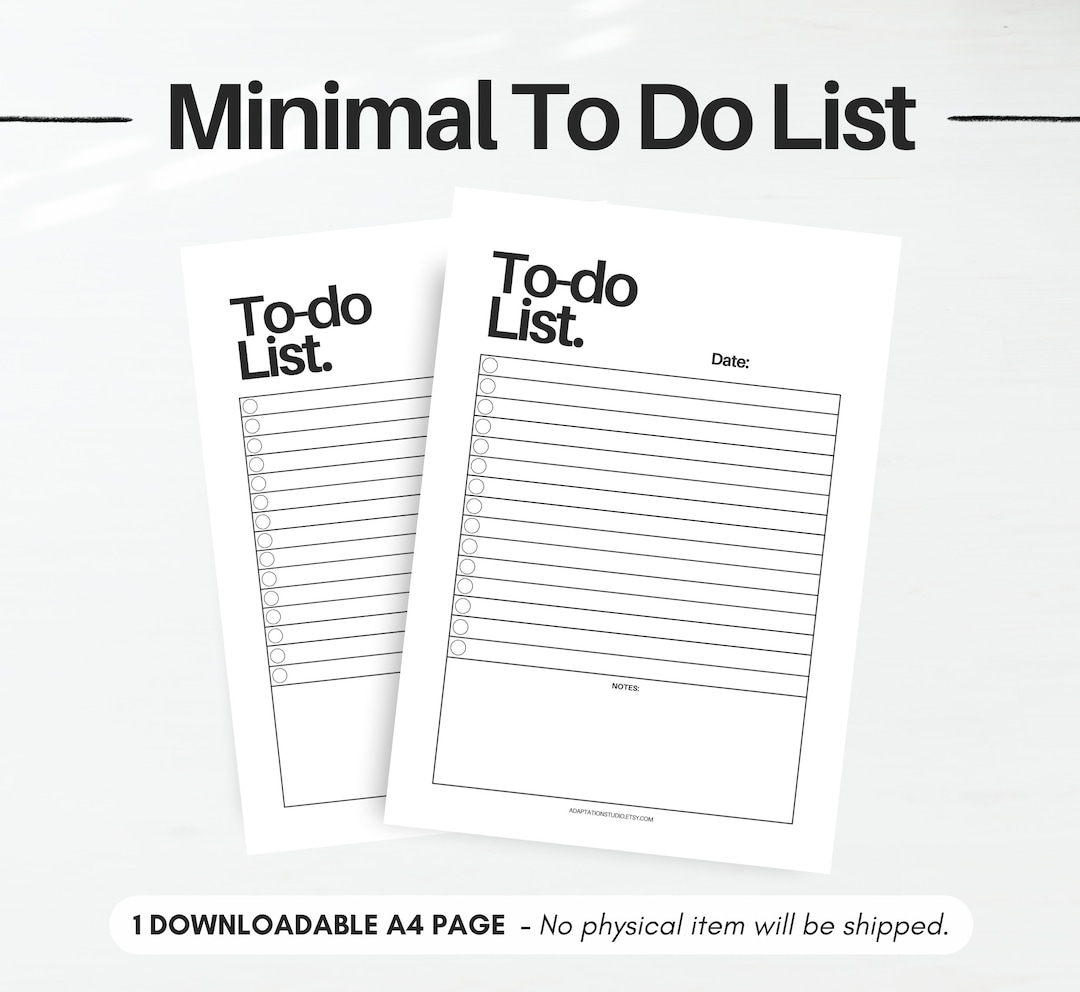 Minimal to Do List Printable, Simple Tasks List Template, Daily Planner ...