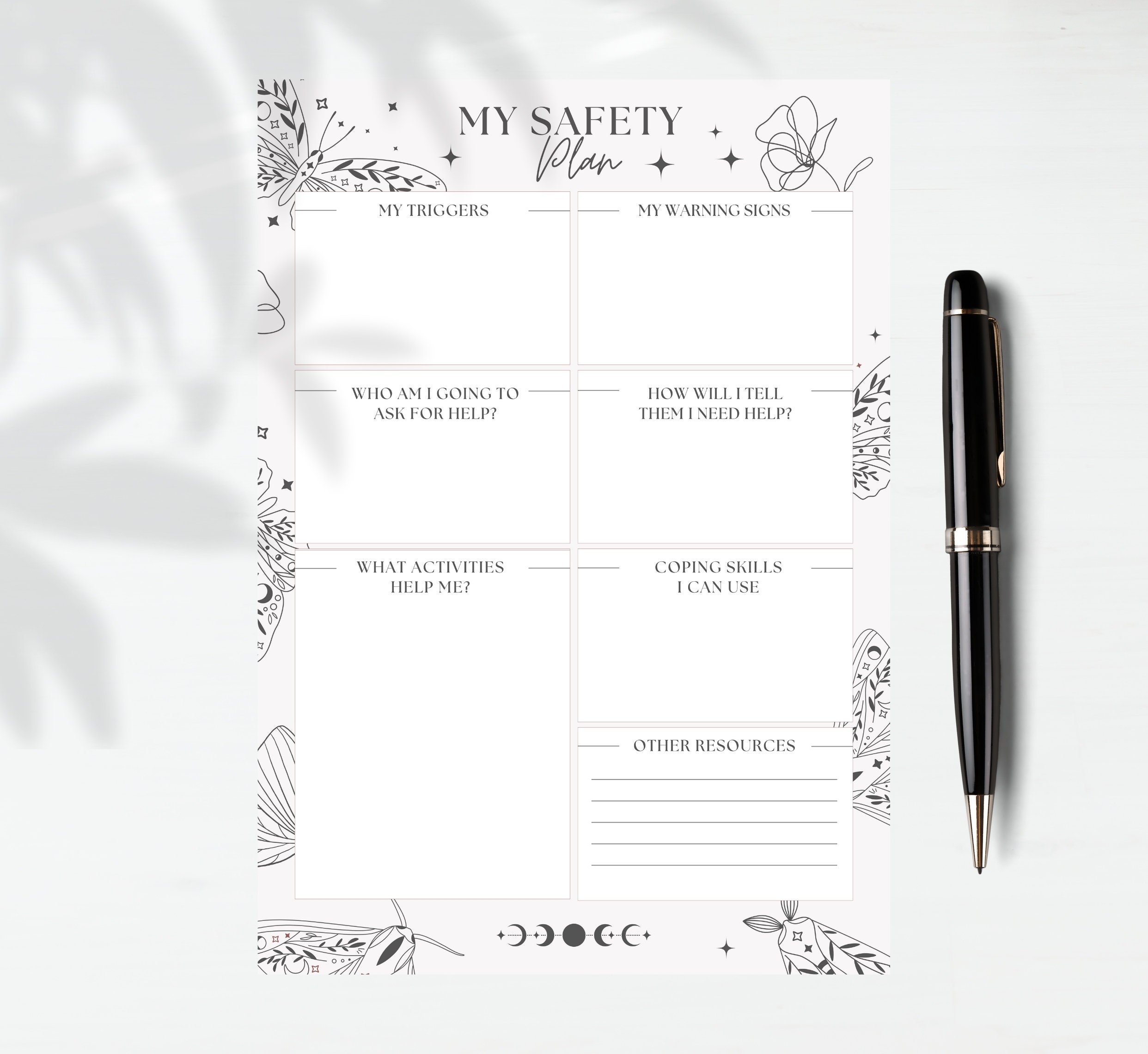 Printable Safety Crisis Plan Worksheet, Therapy Aid, Therapy Resource ...