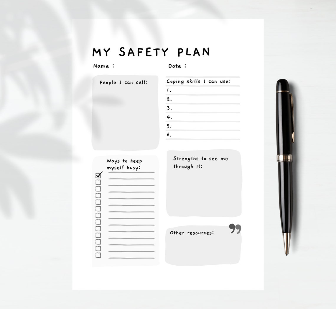 Printable Safety Crisis Plan Worksheet, Therapy Aid, School Counselor ...