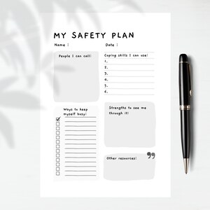 Printable Safety Crisis Plan Worksheet, Therapy Aid, School Counselor ...