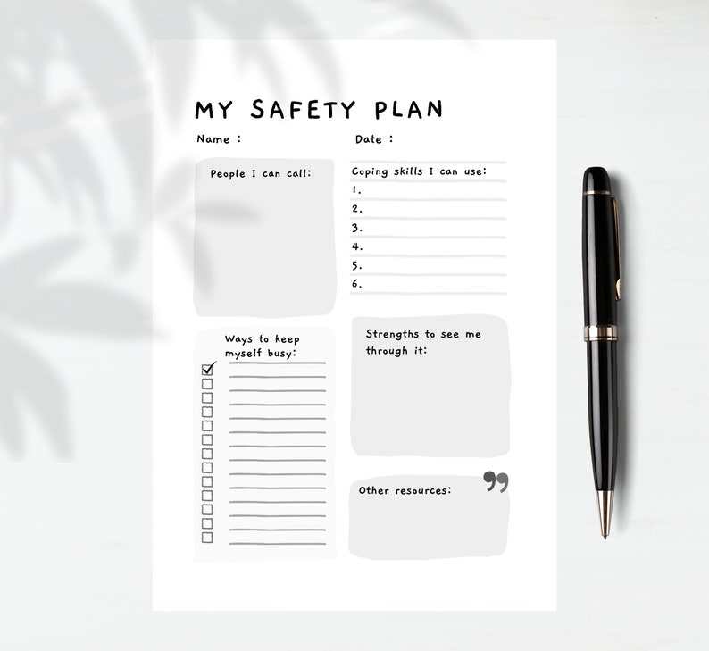 Printable Safety Crisis Plan Worksheet, Therapy Aid, School Counselor ...