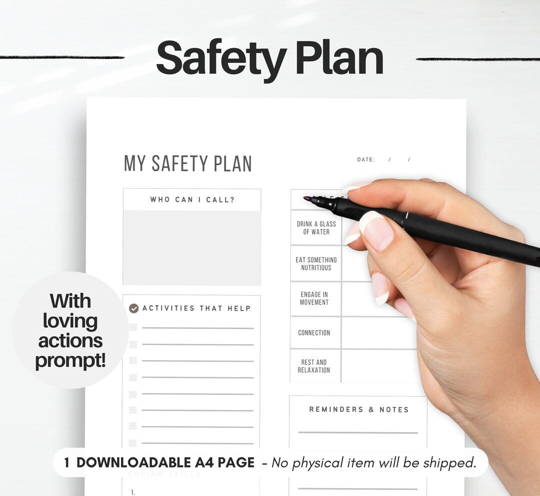 Printable Safety Crisis Plan Worksheet, Therapy Aid, Therapy Resource ...