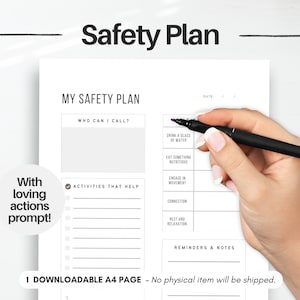 Printable Safety Crisis Plan Worksheet, Therapy Aid, Therapy Resource ...