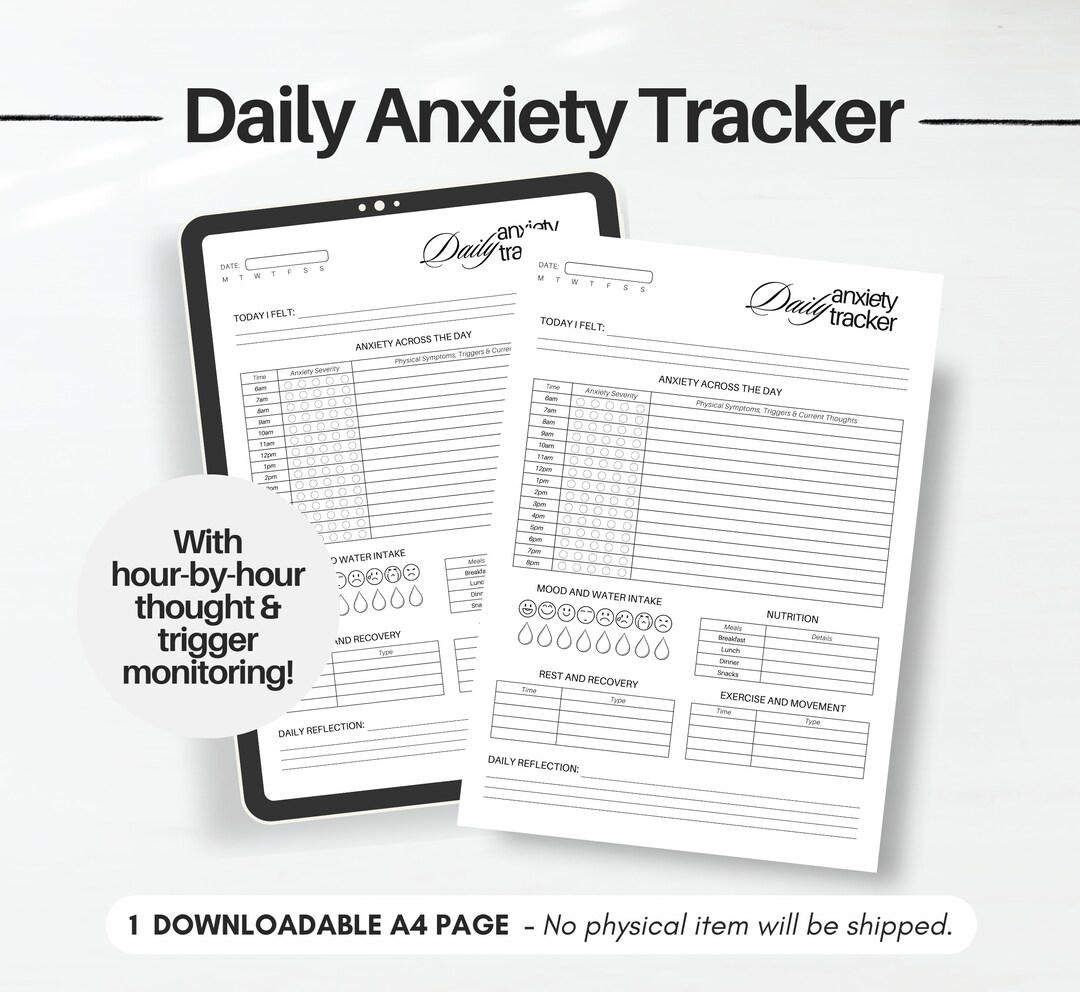 Daily Anxiety Tracker Trigger Tracker Mental Health Journal, Mood ...
