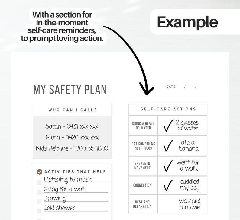 Printable Safety Crisis Plan Worksheet, Therapy Aid, Therapy Resource ...