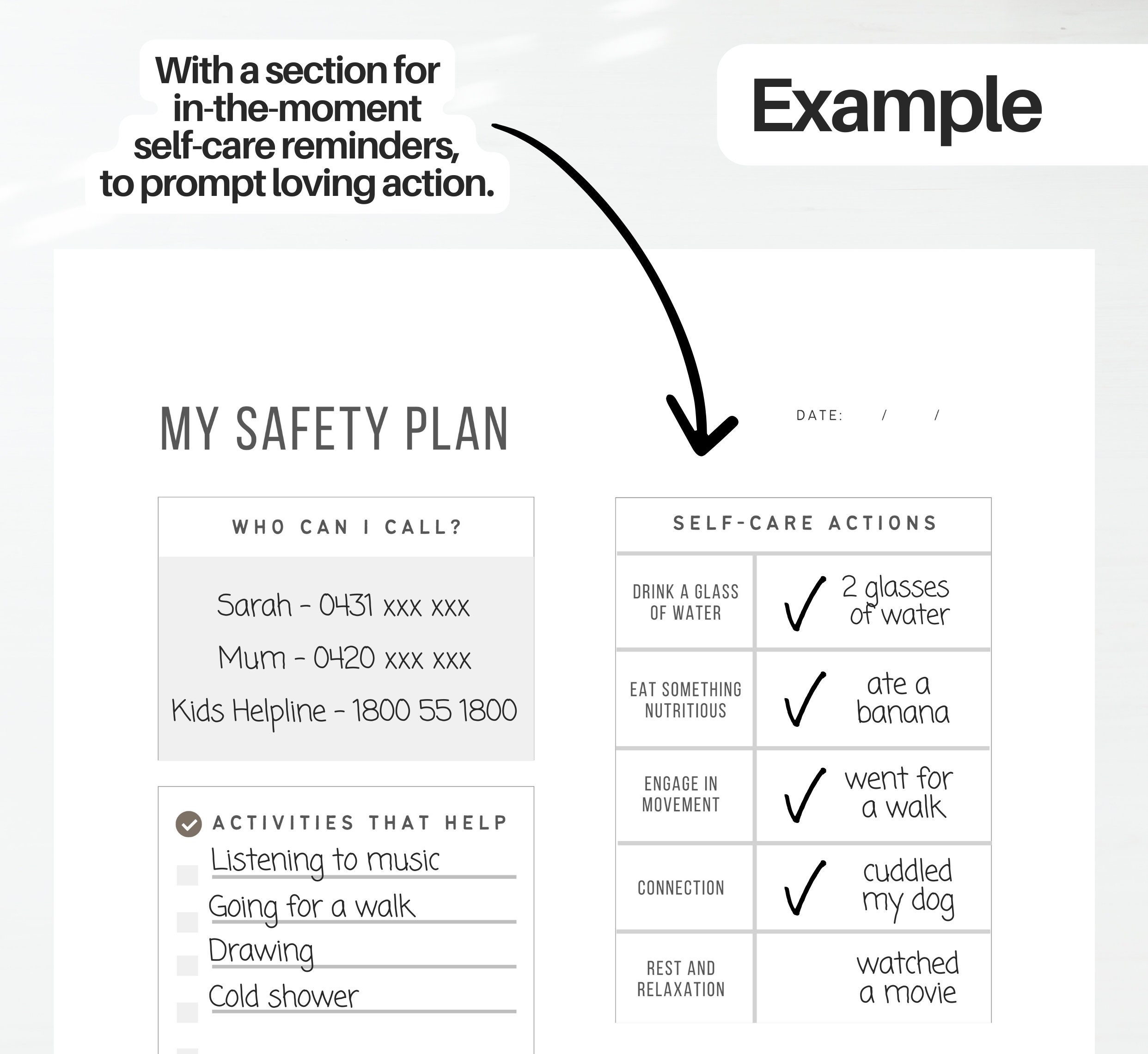 Printable Safety Crisis Plan Worksheet, Therapy Aid, Therapy Resource ...
