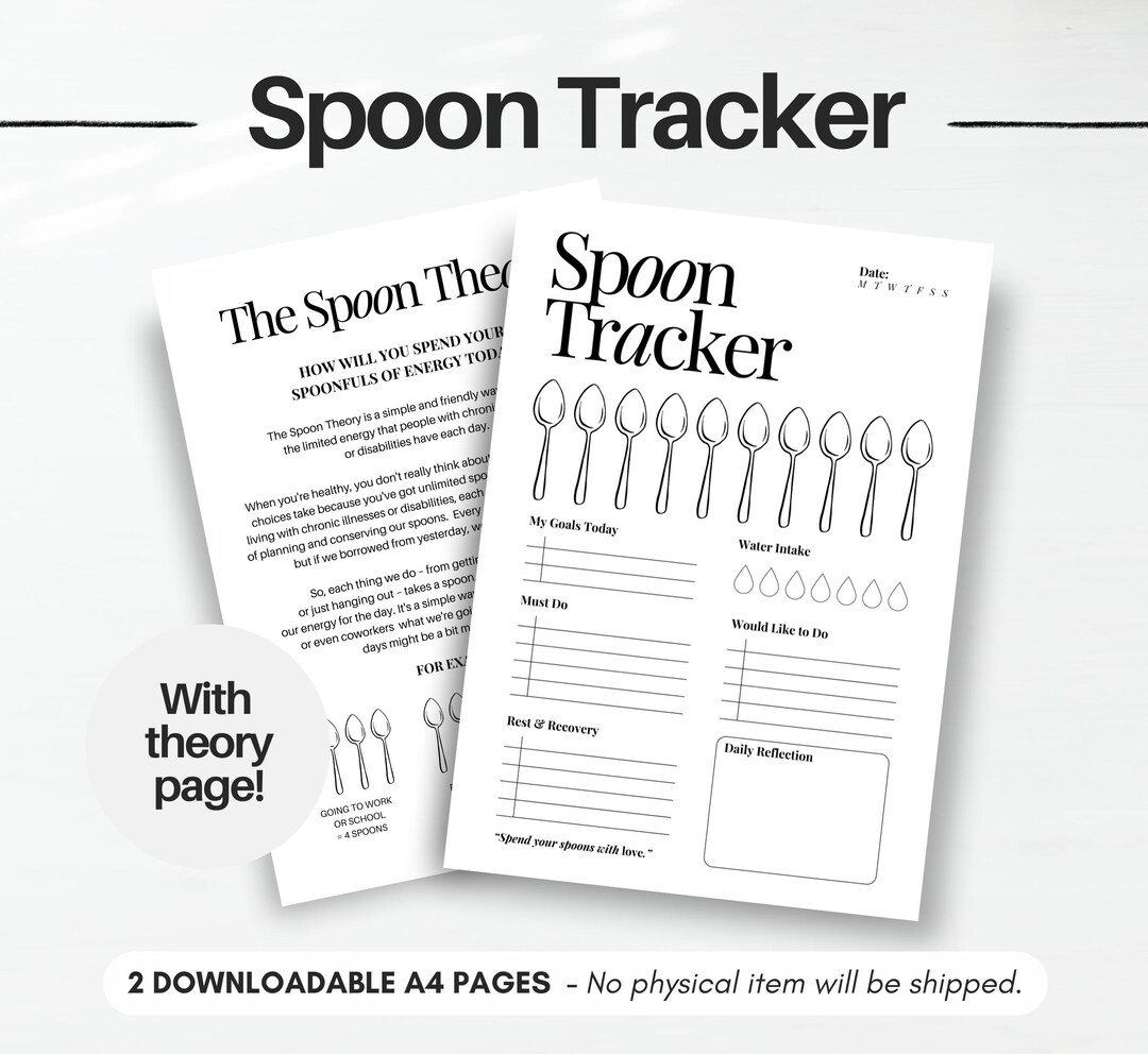 Spoon Theory Daily Tracker, Energy Budget, Fatigue Journal, Spoonie ...