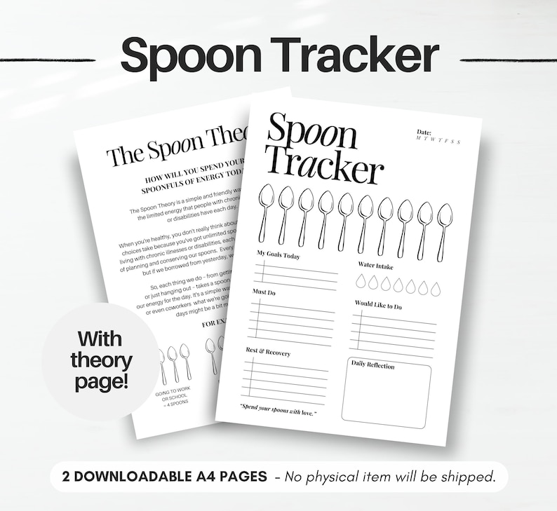 Spoon Theory Daily Tracker, Energy Budget, Fatigue Journal, Spoonie ...