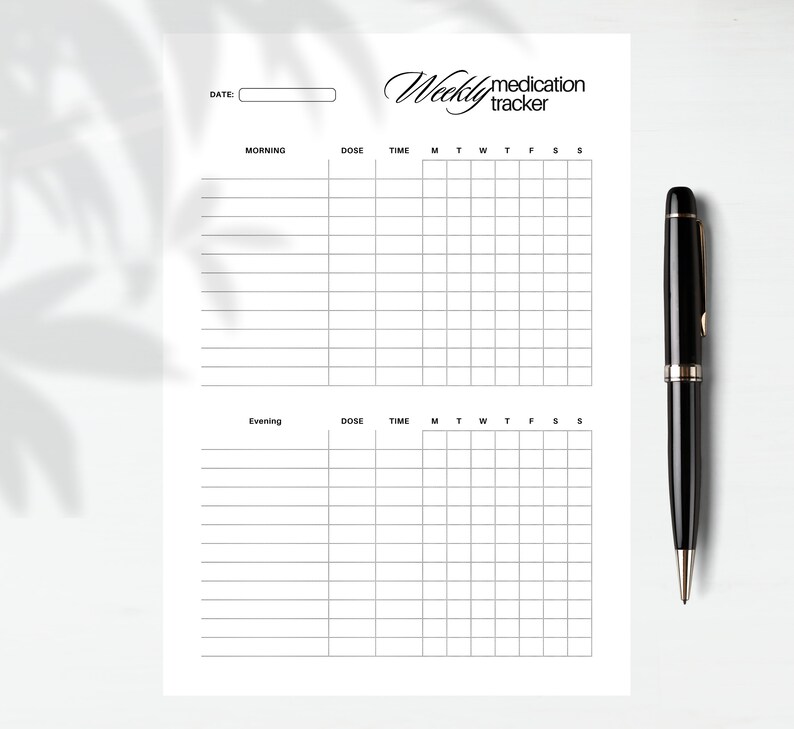 Weekly Medication Tracker, Medication Log Dose Time, Daily Printable Medicine Chart Schedule ...