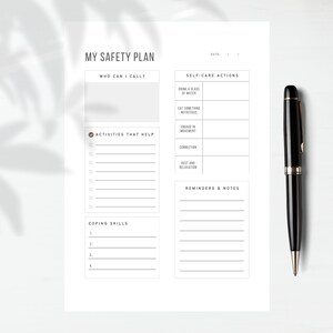 Printable Safety Crisis Plan Worksheet, Therapy Aid, Therapy Resource ...