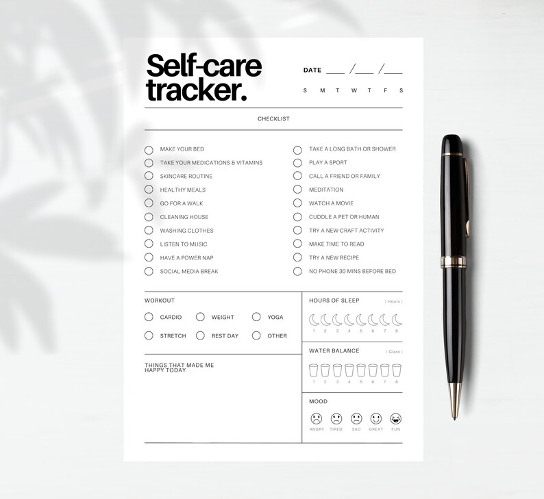 Daily Self Care Tracker Printable, Daily Self Care Checklist, Routine ...
