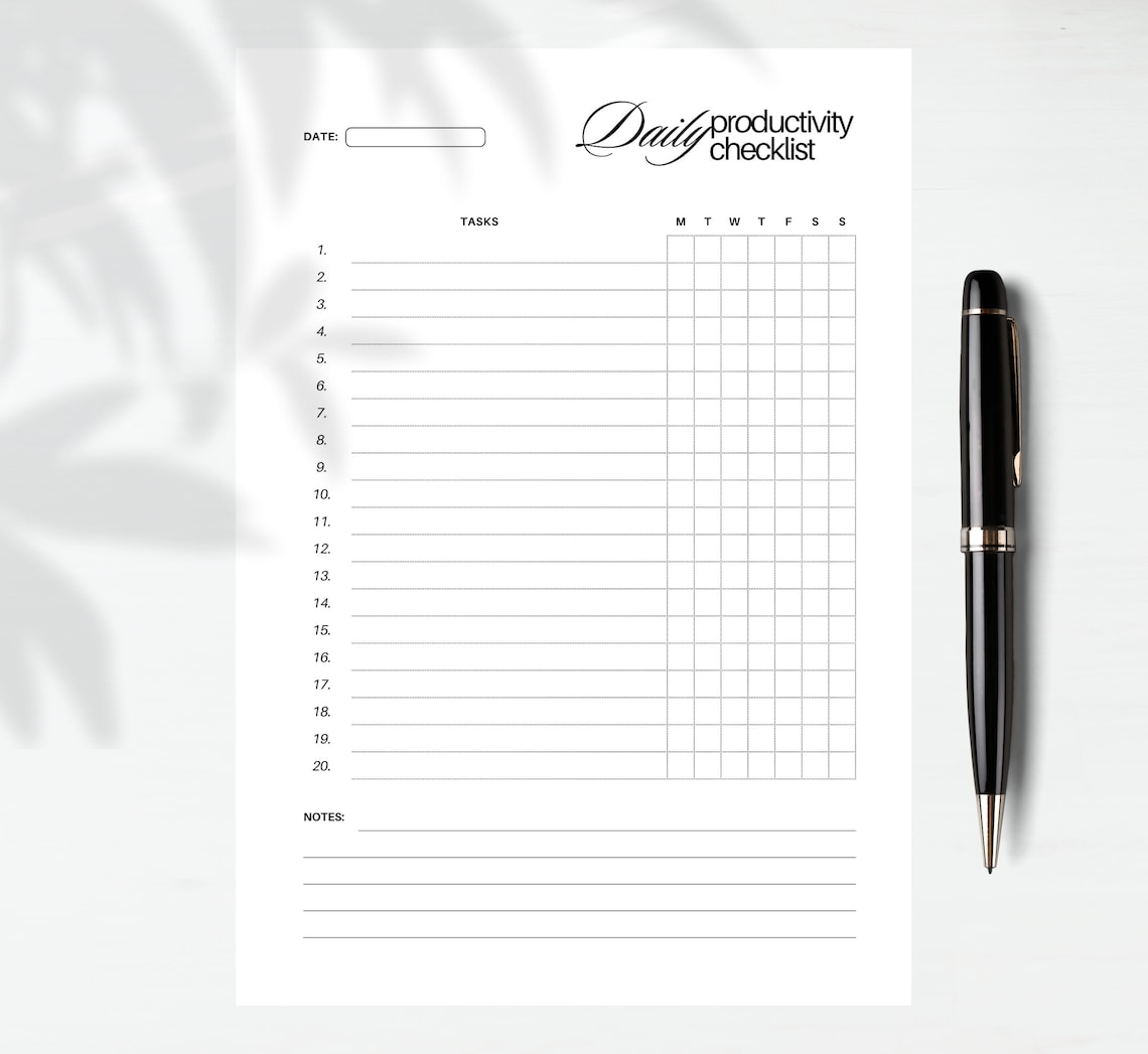 Editable Daily Checklist, Printable Weekly to Do List, Weekly Checklist ...