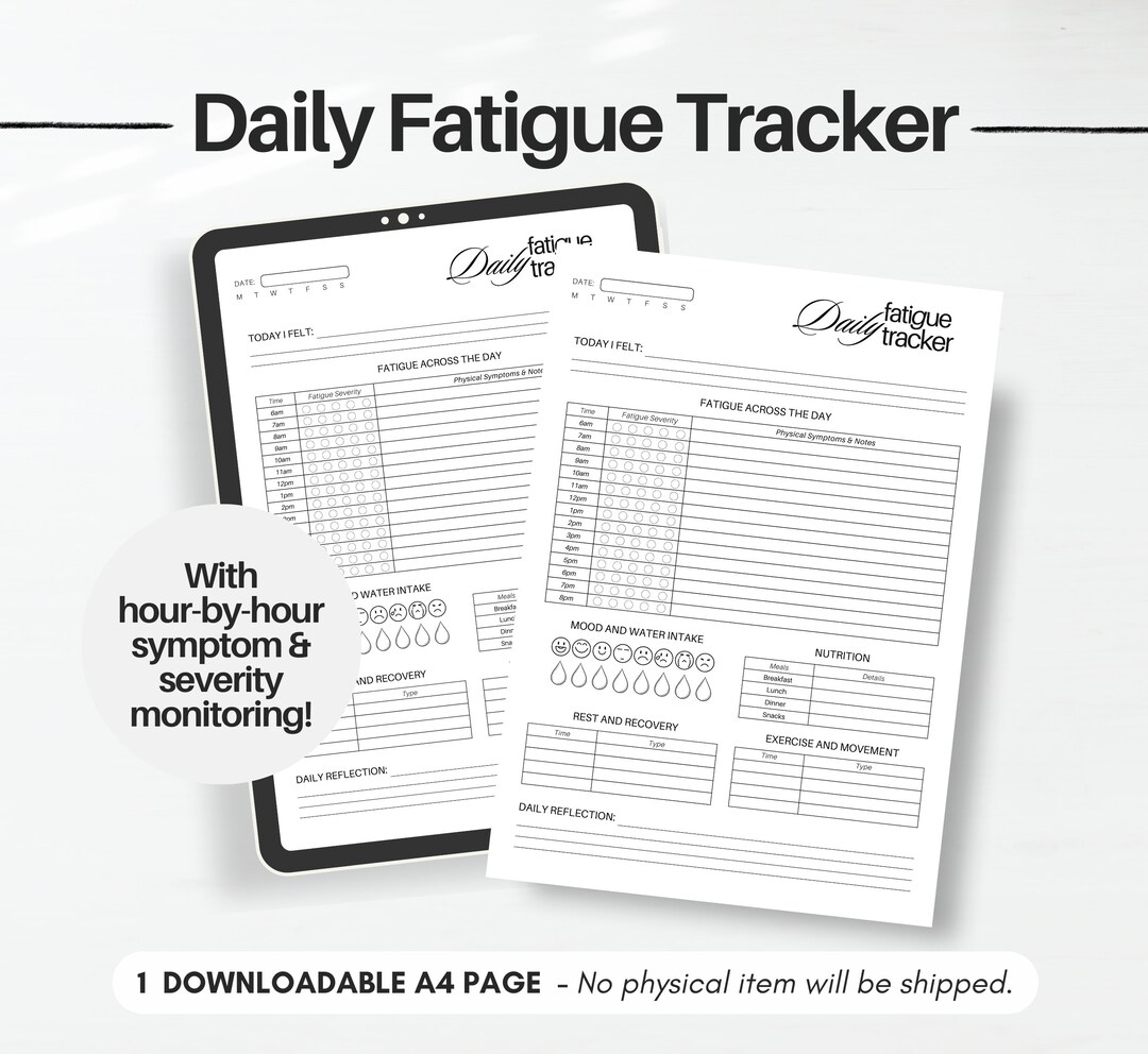Daily Fatigue Tracker for Chronic Pain & Illness, Symptom Tracker ...