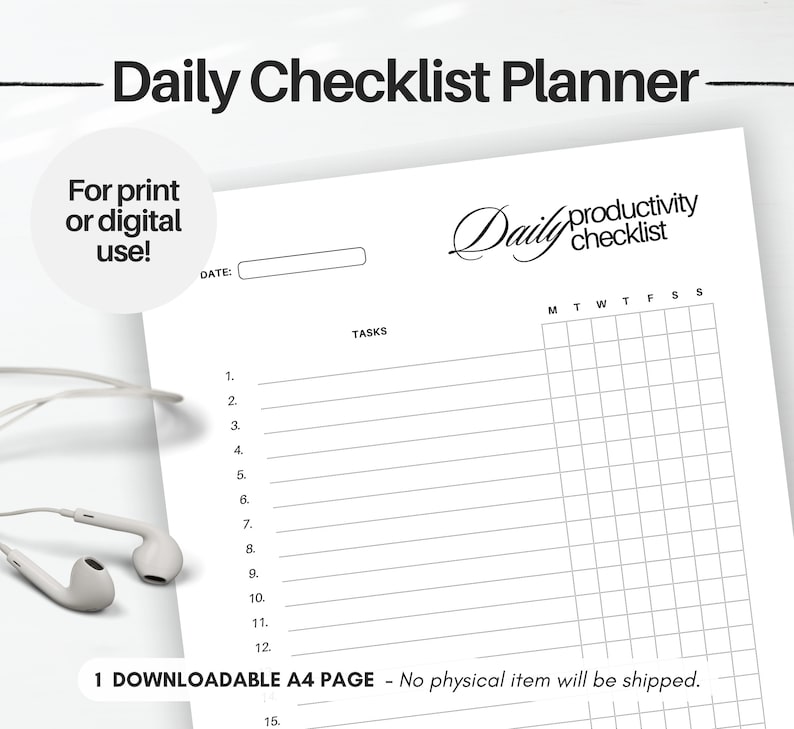 Editable Daily Checklist, Printable Weekly to Do List, Weekly Checklist ...