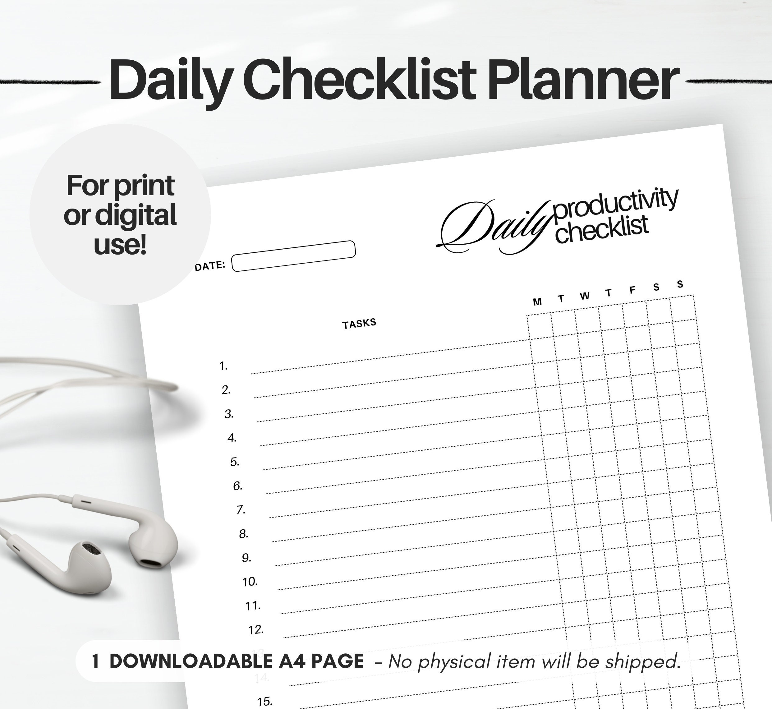 Editable Daily Checklist, Printable Weekly to Do List, Weekly Checklist ...