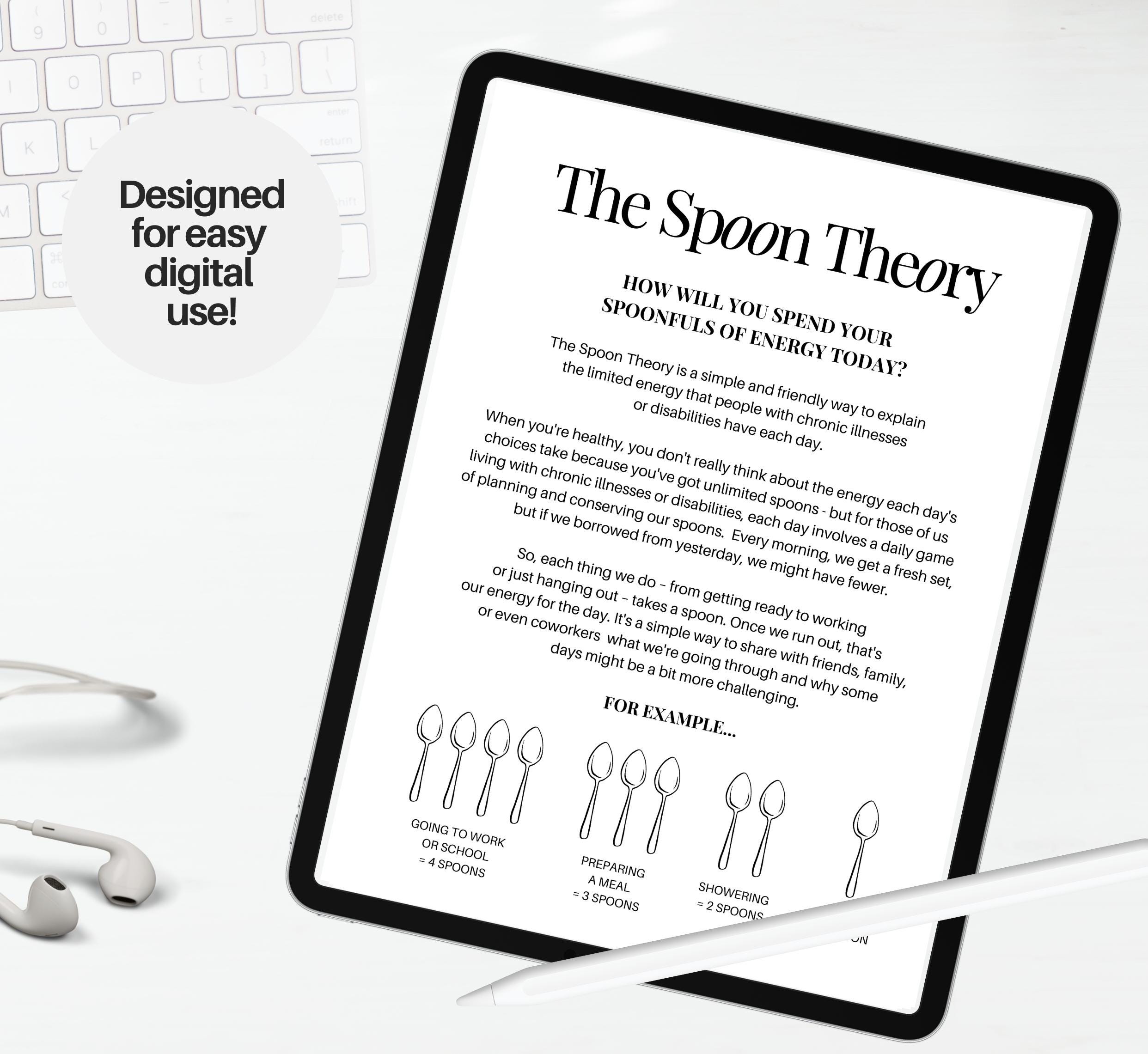 Spoon Theory Daily Tracker, Energy Budget, Fatigue Journal, Spoonie ...