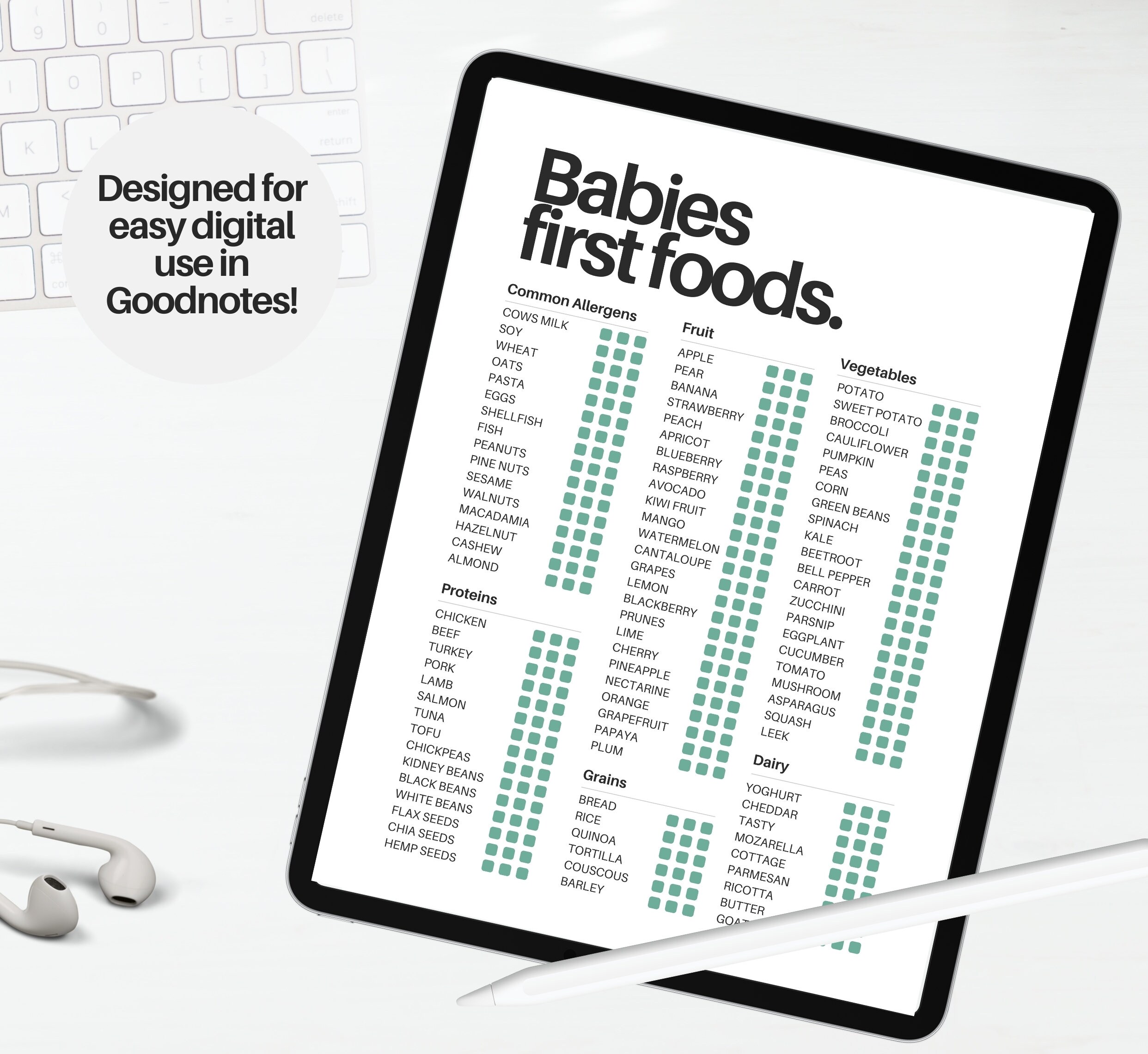 Baby Food Tracker Printable, Baby's First Food Checklist, Solids ...