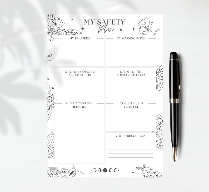 Printable Safety Crisis Plan Worksheet, Therapy Aid, Therapy Resource ...